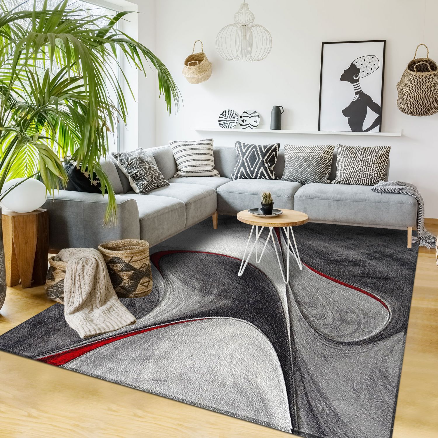 Livraison Gratuite - Tapis salon MADILA Rouge - Paiement sécurisé - 30 ...